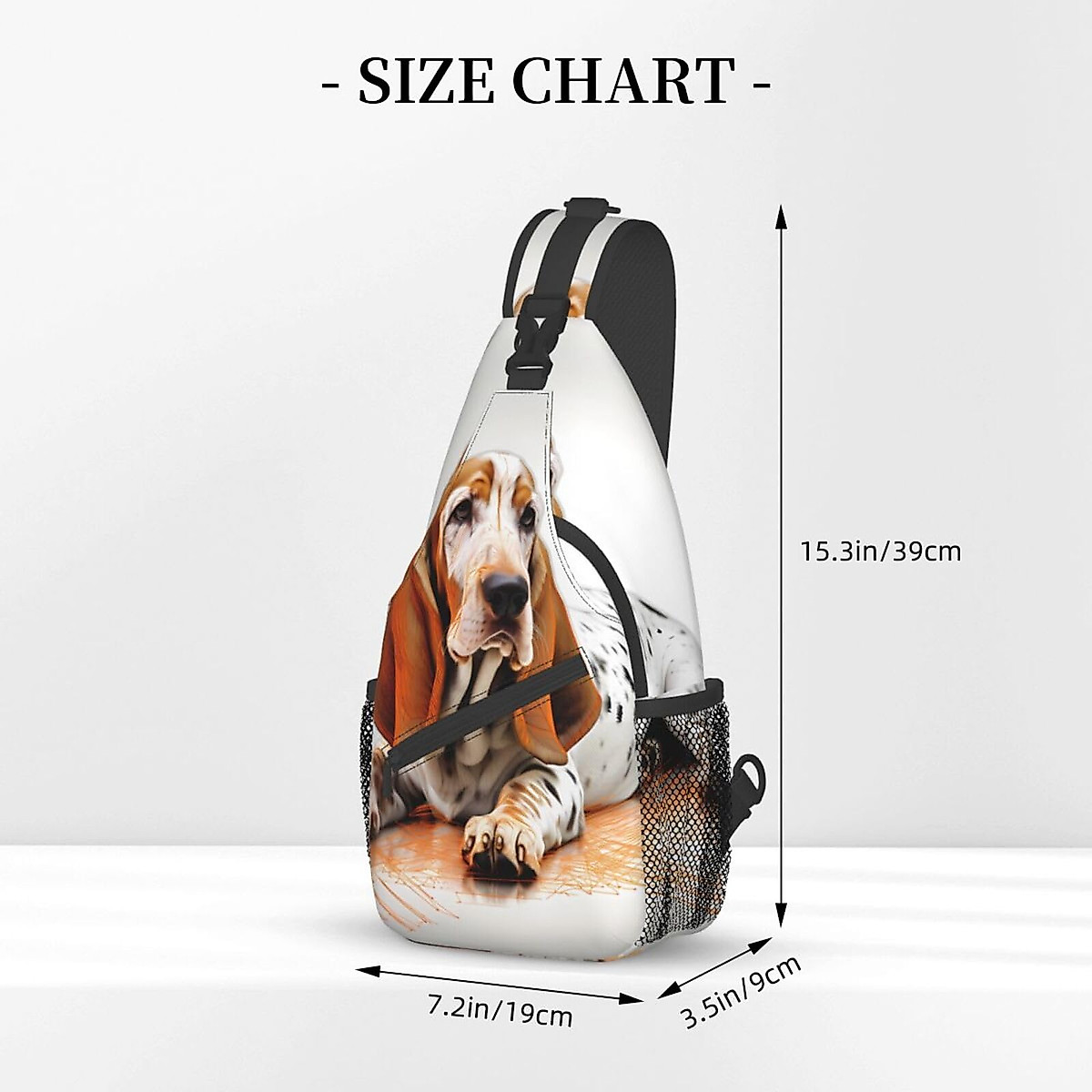 Hicyyu Basset Hound Dog Outdoor Crossbody Shoulder Bag For Unisex Young Adult Hiking Sling Backpack