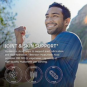 Bronson Hyaluronic Acid 200 MG High Potency Joint Health & Healthy Skin Support, Non-GMO, 200 Vegetarian Capsules