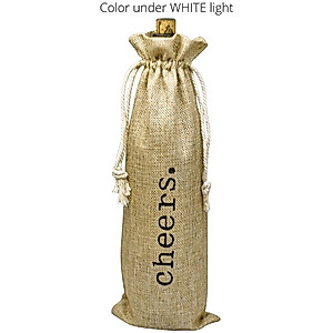 Burlap Wine Bag - 12 Jute Wine Bottle Gift Bags with Drawstring and "Cheers" Print - Gifting Supplies for Wedding, Party Favors, Christmas, Holiday and Wine Tasting Party (Brown, Cheers)