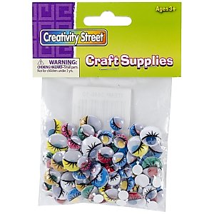 Creativity Street Peel and Stick Wiggle Eye with Painted Lids and Lashes, Assorted Size, Assorted Color, Set of 100
