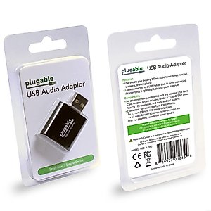 Plugable USB Audio Adapter with 3.5mm Speaker-Headphone and Microphone Jack, Add an External Stereo Sound Card to Any PC, Compatible with Windows, Mac, and Linux - Driverless