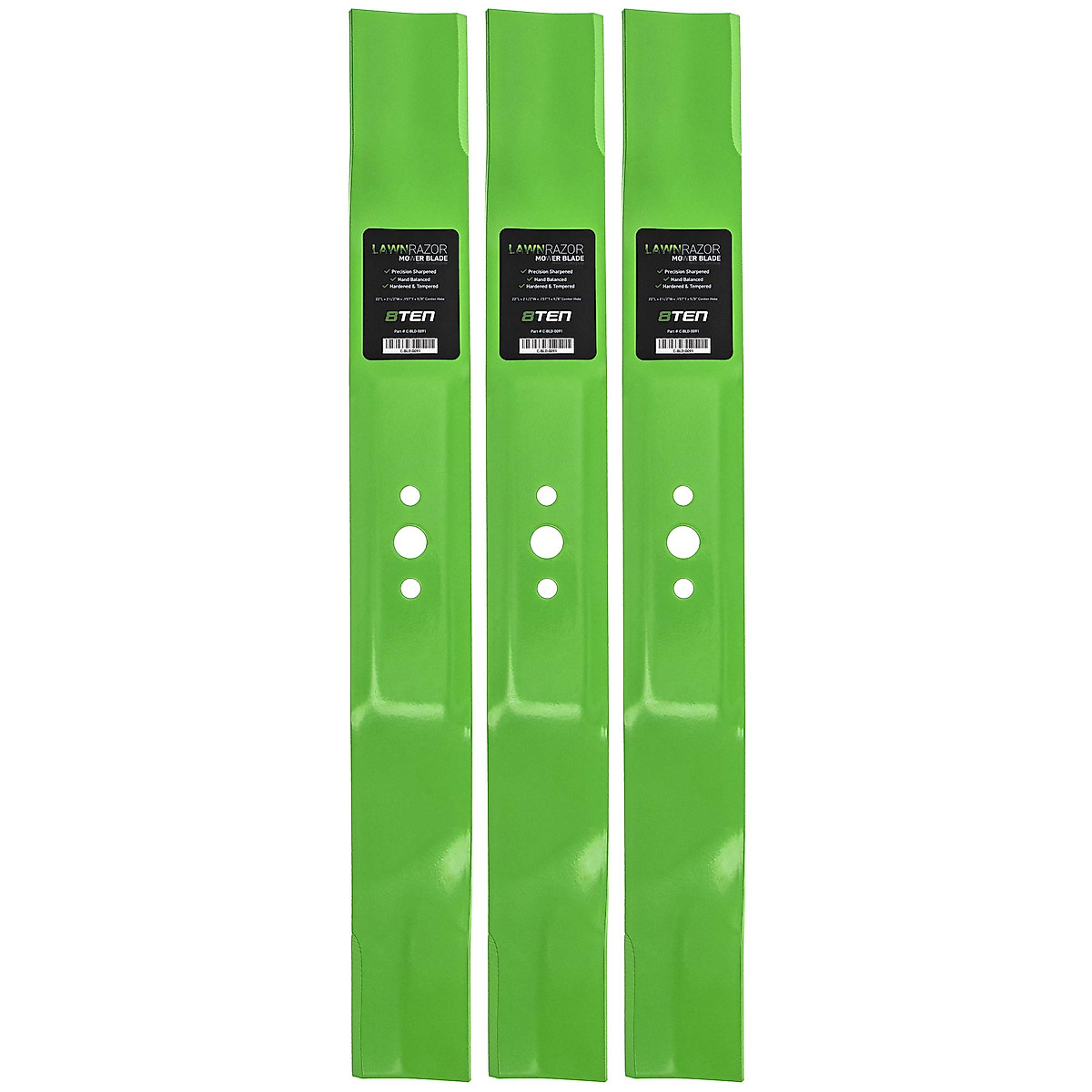 8TEN LawnRAZOR Mower Blade for AYP Craftsman Husqvarna 22 inch Deck 701213 850973 532406713 (Medium Lift) 3 Pack
