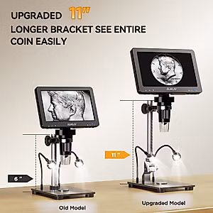 Elikliv EDM9 Pro 7" HDMI Digital Microscope, 1200X Coin Microscope for Adults,1080P Soldering Microscope,16MP Coin Magnifier,IPS Screen,10 LED Lights, Compatible with Windows/Mac OS