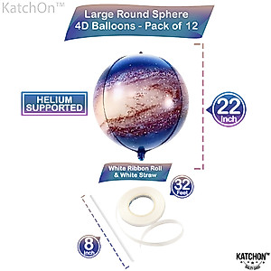 KatchOn, Galaxy Balloons for Galaxy Decorations - 22 Inch, Pack of 12 | Space Balloons for Galaxy Birthday Party Decorations, Space Decorations | Planet Balloons, Two The Moon Birthday Decorations