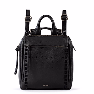 the sak Women's Loyola Mini Convertible Backpack in Leather, Tobacco Floral Embossed, One Size