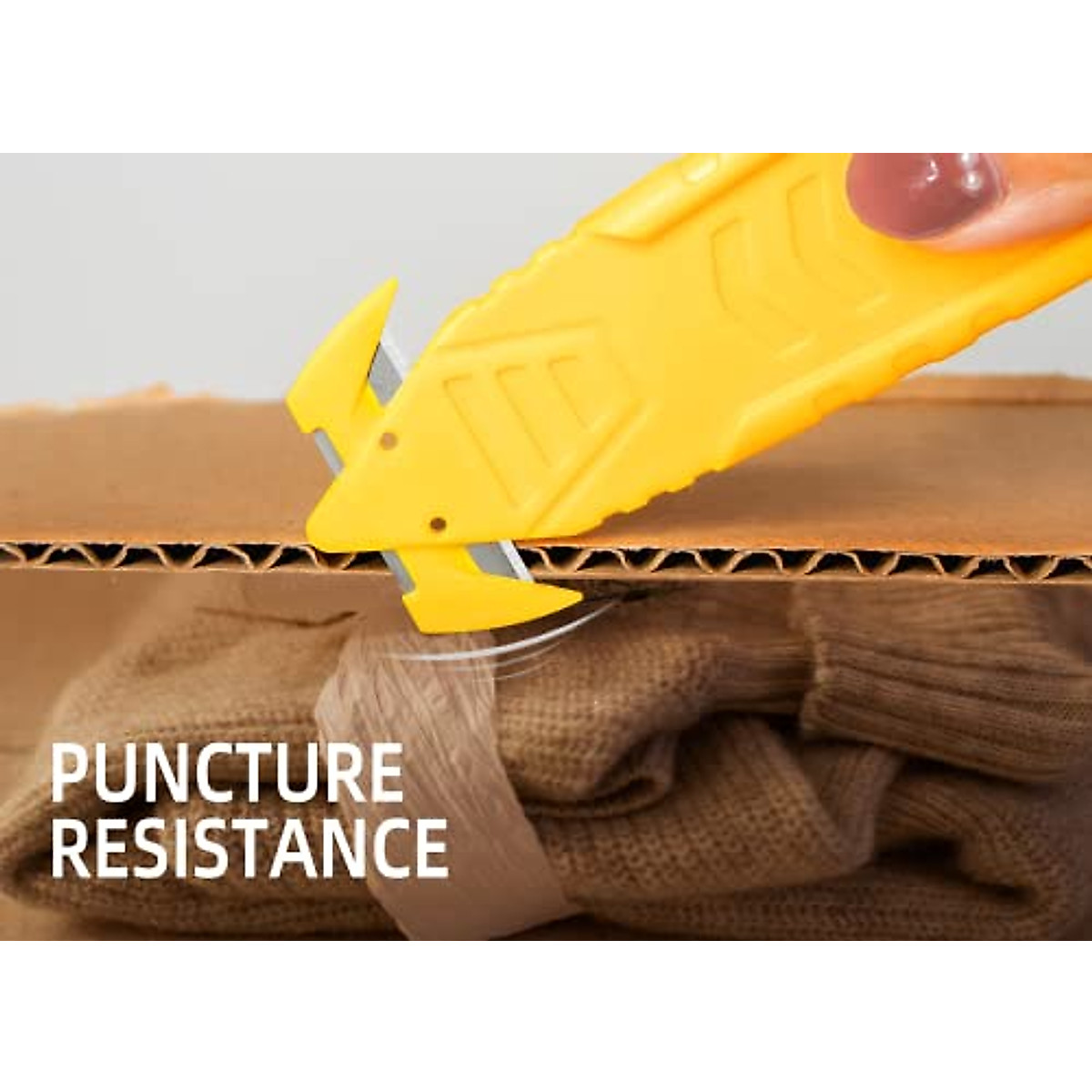 Safety Box Cutter of Stainless Steel Blade, Safety Utility Cutter for Cut Carton and Package (Yellow-1 pc)