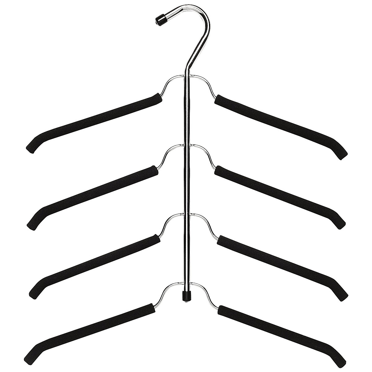 Whitmor Chrome and Foam Blouse Hanger, 4-Tier, Chrome & Black