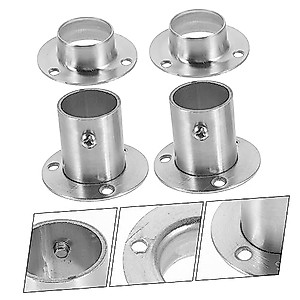 Cabilock 16 Pcs Shower Curtain Rod Base Wardrobe Sockets Curtain Rod Socket Curtain Flange Rod Holder Shower Curtain Holders Boom Stand Washcloth Holder Shower Curtain Pole Socket Towel