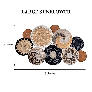 ChumDecor Set of 10 Handcrafted Boho Wall Basket Decor, Wall Hanging Baskets, Decorative Plates for Wall, Handmade from Vietnam Unique Wicker Wall Art Decor