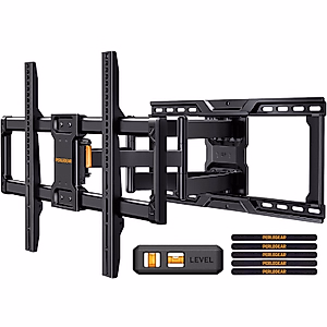 Perlegear UL-Listed Full Motion TV Wall Mount for 42–90 Inch TVs up to 150 lbs, Pre-Assembled TV Mount with Tool-Free Tilt, Swivel, Extension, Max VESA 600 x 400mm, 12″/16″/18″/24″ Wood Studs, PGLF16