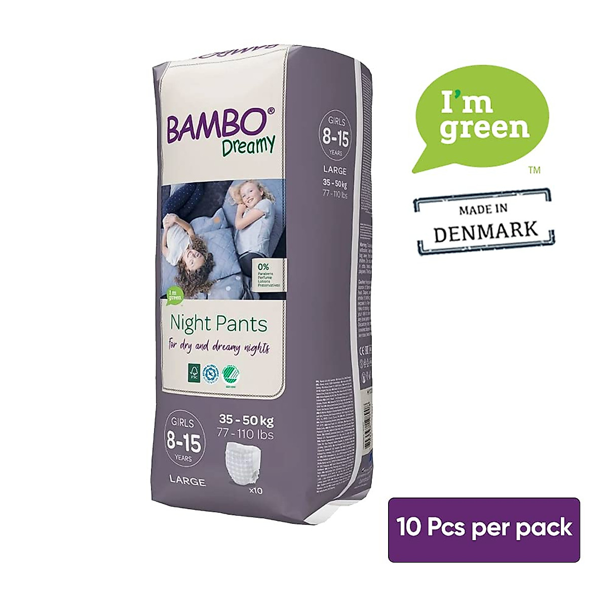 Bambo Nature Premium Dreamy Night Pants: Girls 8-15 years, 60 Count