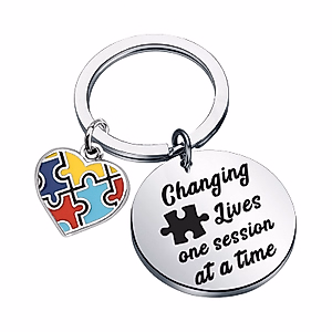 CENWA ABA Therapist Gift Changing Lives One Session at a Time Therapist Keychain Autism Awareness Gift (Changing Lives k)