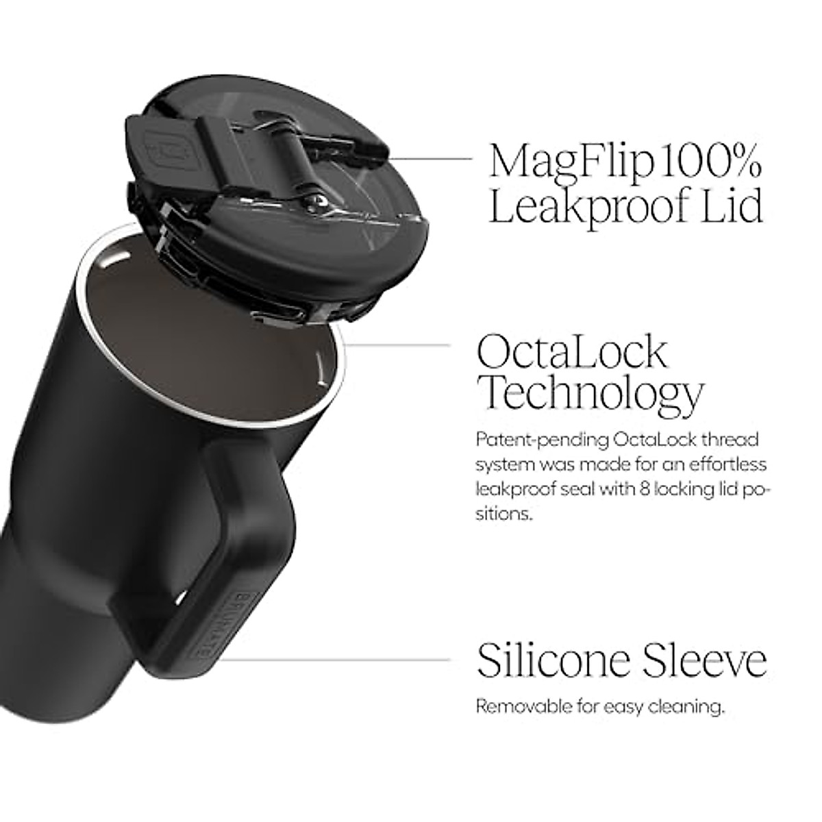 BrüMate Müv - 25oz 100% Leak Proof Insulated Coffee Mug with Handle & Lid - Stainless Steel Coffee Travel Mug - Double Walled Coffee Cup (Matte Black)