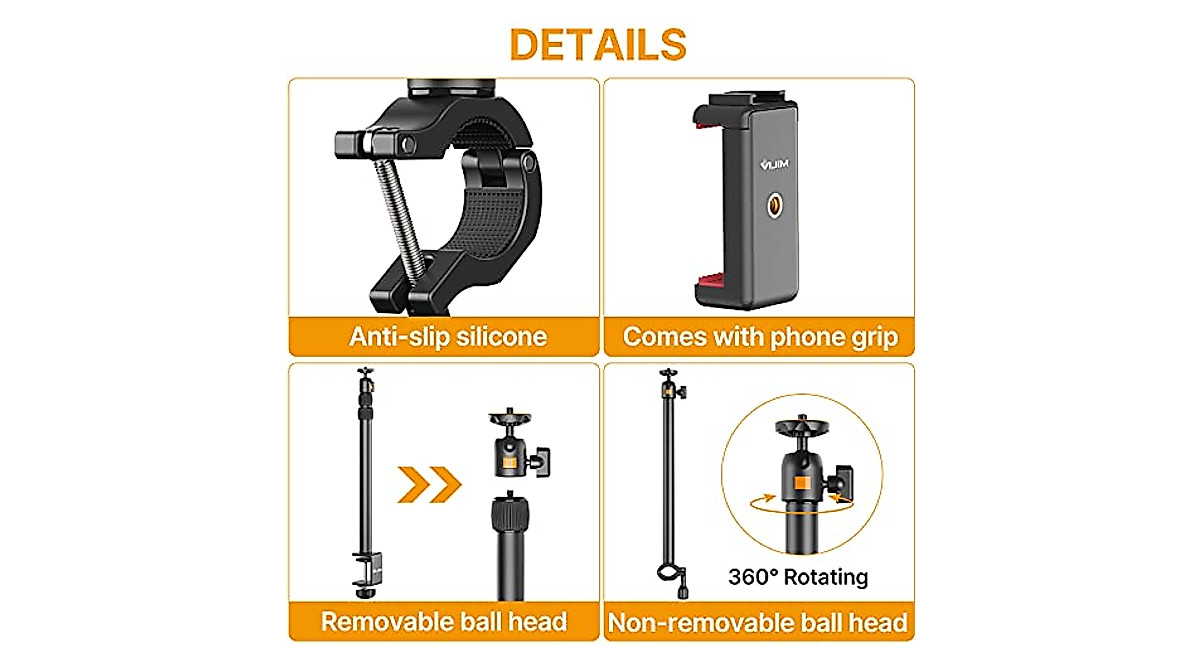 jusmo Camera Desk Mount with Arm & Phone Grip for Creators