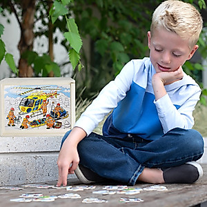 TOYLI 4-in-1 Wooden Puzzles for Boys 48 PCs Puzzles for Kids Ages 4-6 Great Gift for Boys,Car Puzzles for Kids Ages 4-8, Wood Puzzles for Kids Ages 3-5 Jigsaw Puzzle Box, Summer Activity Outside