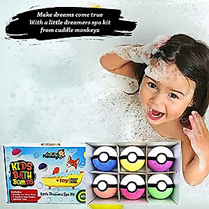 Cuddle Monkeyz Little Dreamers Spa Kit with Bath Bomb for Kids with A Surprise Toy and Fox Eye Mask (Little Dreamers Bath Bombs)