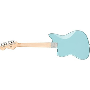 Squier Mini Jazzmaster Electric Guitar, Daphne Blue, Maple Fingerboard