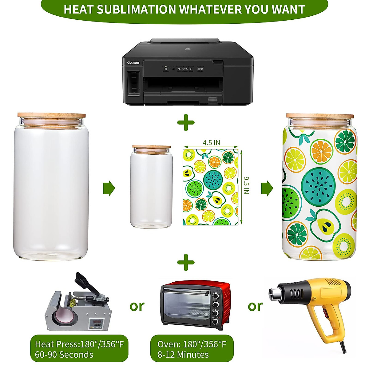 KIDJFGG Sublimation Glass Blanks With Bamboo Lid, 8pack 16OZ Clear Sublimation Beer Can Glass with Glass Straws Gift Box Mason Jar Cups Mug Travel Tumbler for Beer, Juice, Soda, Iced Coffee, Drinks