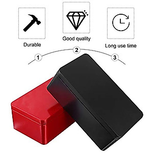 Hemoton 2pcs Metal Rectangular Empty Hinged Tins Box Containers Empty Tin Storage Container for Treats Candy Gifts Favors Red+ Black
