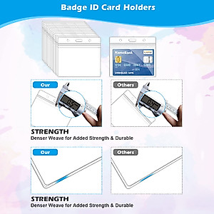 100 Pcs Clear Plastic Horizontal Name Tag Badge ID Card Holders for Office School Business Meetings
