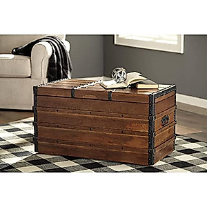 Signature Design by Ashley Kettleby Vintage Wood Storage Trunk or Coffee Table with Lift Top 19", Brown