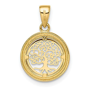 Auriga Fine Jewelry 14k Yellow Gold Tree of Life Circle Pendant, for Women (L-14mm, W-14mm)