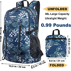 TOMULE Women's Day Hiking Backpack, Lightweight Travel Backpack with Floral Design