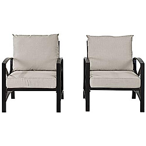 Crosley Furniture KO60013BZ-OL Kaplan Outdoor Metal Arm Chairs, Oiled Bronze with Oatmeal Cushions