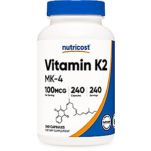 Nutricost Vitamin K2 (MK4) 240 Capsules (100mcg) - Gluten Free and Non-GMO