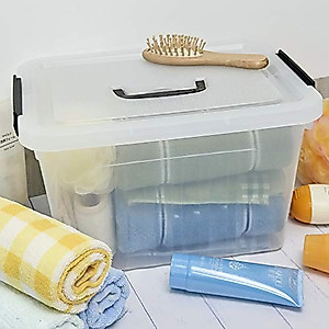 Cand 12 Quart Plastic Lidded Storage Bin with Black Handle, Latching Boxes Set of 1