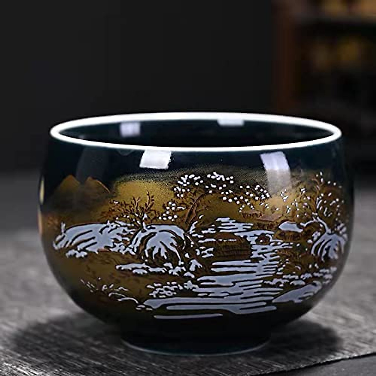 MQjzsh Four-piece set of Chinese Japanese tea cups, exquisite patterns, matcha cups, flower tea cups, coffee cups, tea companion cups (160ml R,B)