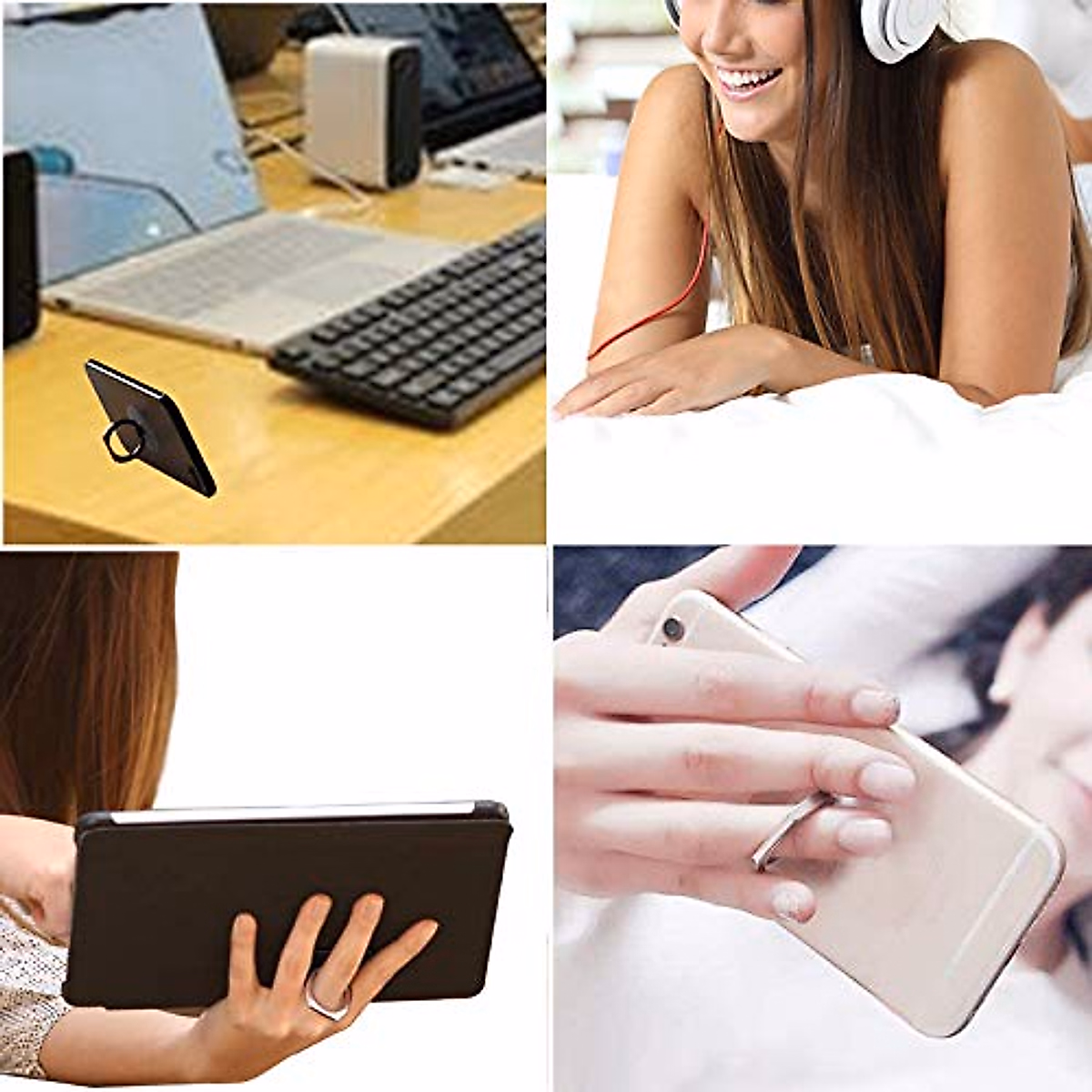 TACOMEGE Transparent Clear Phone Holder Ring Grips for iPhone Samsung Xiaomi, Finger Ring Stand for Smartphone Tablet Case Painting Pattern(Rectangle)