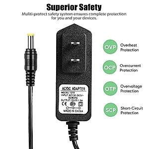 Universal 12V Power Cord for Sony Blu-Ray DVD Player,AC Adapter for Sony BDP-S5200 BDP-S3200 BDP-S6700 BDP-S3500 BDP-S5700 Blu-Ray DVD Player.Replacement for Sony AC-M1208/M1210/M1215UC AC Adapter