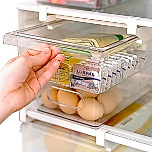 LuvIdeal Fridge Organizer Drawer Combo Set - Refrigerator Drawers, Stackable Fridge Organizer, Pull Out Fridge Drawer, Fridge Shelf Holder Storage Bins, Deli Drawer Cheese, Meat, Butter, Egg, Yogurt