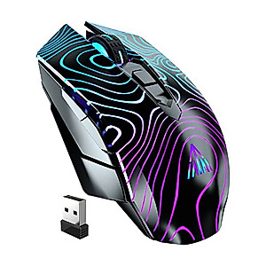 SOLAKAKA SM10 RGB Wireless Gaming Mouse with Tri-Modes (BT5.0+BT5.0+2.4GHZ),Rechargeable Wireless Mouse for Laptop/PC/Windows/Mac,Black