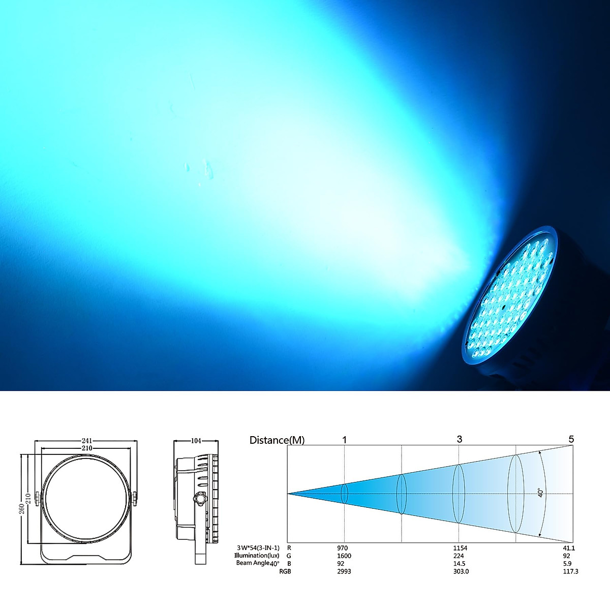 BETOPPER DJ Lights 2 Pack, 54x3W LED Par Lights, DMX Stage Lights Sound Activated, Strobe Wash Lights for Wedding, Church, Party, Club, Concert and Festival Events (2)