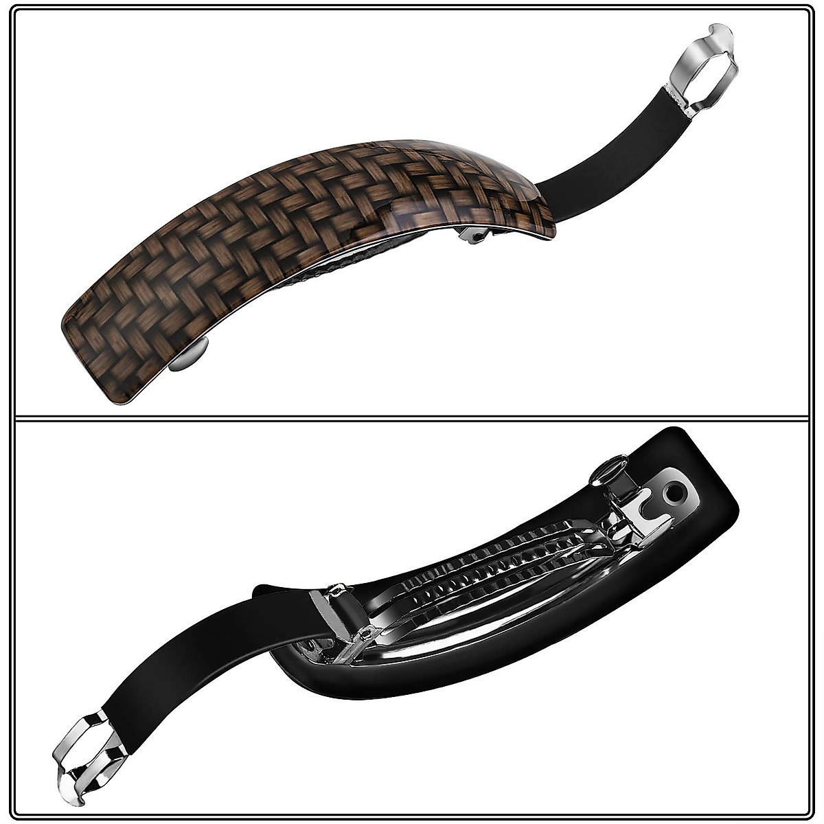 Elcoho 6 Pack Retro Large Hair Barrettes Simple Automatic Hair Clip French Clip Barrettes for Women Ladies, 6 Colors (Colors D)