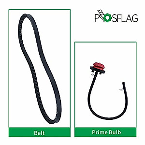 POSFLAG 2 Pack 754-04014 Auger Drive Belt with 570682A Primer Bulb Replaces MTD Troy-Bilt Cub Cadet 954-04014, 754-04014 for MTD Two-Stage Snow throwers