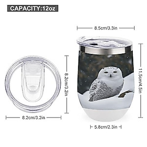 WYUSPGK 304 Stainless Steel Insulated Cup, Snow Owl Print Smooth Rim, Durable & Reusable - Perfect for Office, Home, And Travel