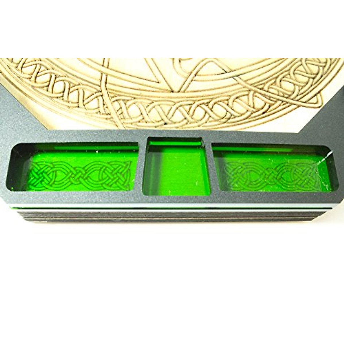 C4Labs Dice Tray~10" Octagon-Wood with Laser Etched Celtic Design ~ Emerald