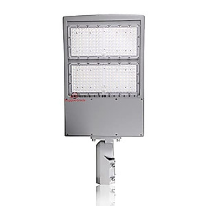 300 Watt LED NextGen II Parking Lot Lights – 40,000 Lumens – Super Efficiency 130 Lumen to Watt - 5000K - with Photocell - Silver/Gray Housing