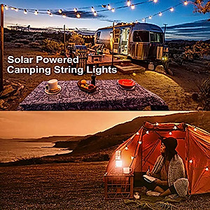 DAMAING Solar String Lights Outdoor 48Ft LED String Lights with 16 Shatterproof Bulbs,USB Rechargeable Patio Lights with 4 Lighting Modes,Heavy Duty Waterproof Solar Powered String Lights