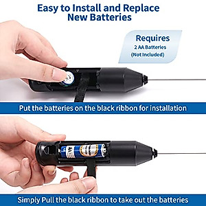 LUUKMONDE Powerful Milk Frother Handheld, Battery Operated Frother Wand with S/S Whisk, Mini Drink Mixer Electric Handheld, Hand Frother Foam Maker for Coffee, Latte, Matcha, Hot Chocolate, Black