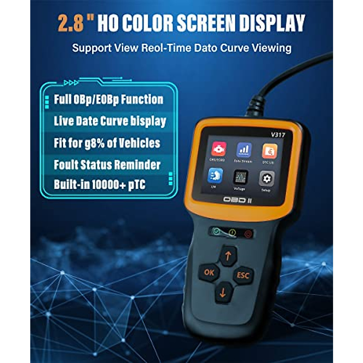 YAKEFLY OBD2 Scanner Diagnostic Tool,Car OBD2 Scanner Code Reader Engine Fault Code Reader Scanner,Vehicle Check Engine Light Scan Tool, Car OBDII/EOBD Diagnostic Scan Tool for All Vehicles After 1996