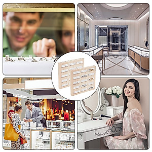 WEBEEDY Bamboo Ring Display Tray 15 Slots Ring Earrings Trays Showcase Display Jewelry Organizer Jewelry Storage Tray Organizer Ring Stand for Show(White)