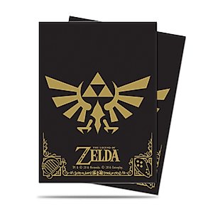 Ultra Pro Legend of Zelda - Hyrule Crest Standard Deck Protectors - Black/Gold (65 ct.)