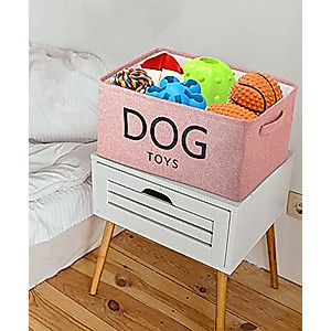 Morezi Canvas Storage Basket Bin Chest Organizer - Perfect for Organizing Toy Storage, Baby Toys, Kids Toys, Dog Toys, Baby Clothing, Children Books, Gift Baskets - Pink