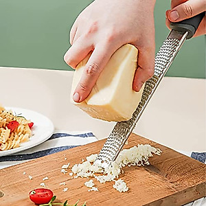 Sihuuu Zester Grater, Lemon Citrus Zester for Kitchen, Parmesan Cheese, Chocolate, Ginger, Garlic, Nutmeg, Vegetables, Fruits, Soft Touch Handle (12.8 Inch, Black)