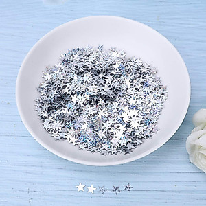 Star Confetti Sprinkles Table Confetti Glitter Confetti Silver Metallic Confetti Gold Confetti for Christmas Wedding Birthday Decoration 60g(silver)