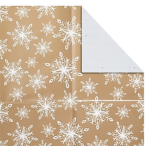 Hallmark Christmas Flat Wrapping Paper Sheets with Cutlines on Reverse (12 Folded Sheets with Sticker Gift Tags) Metallic Gold, Sage Green, Black, Rustic Snowmen, Snowflakes, Tis the Season"